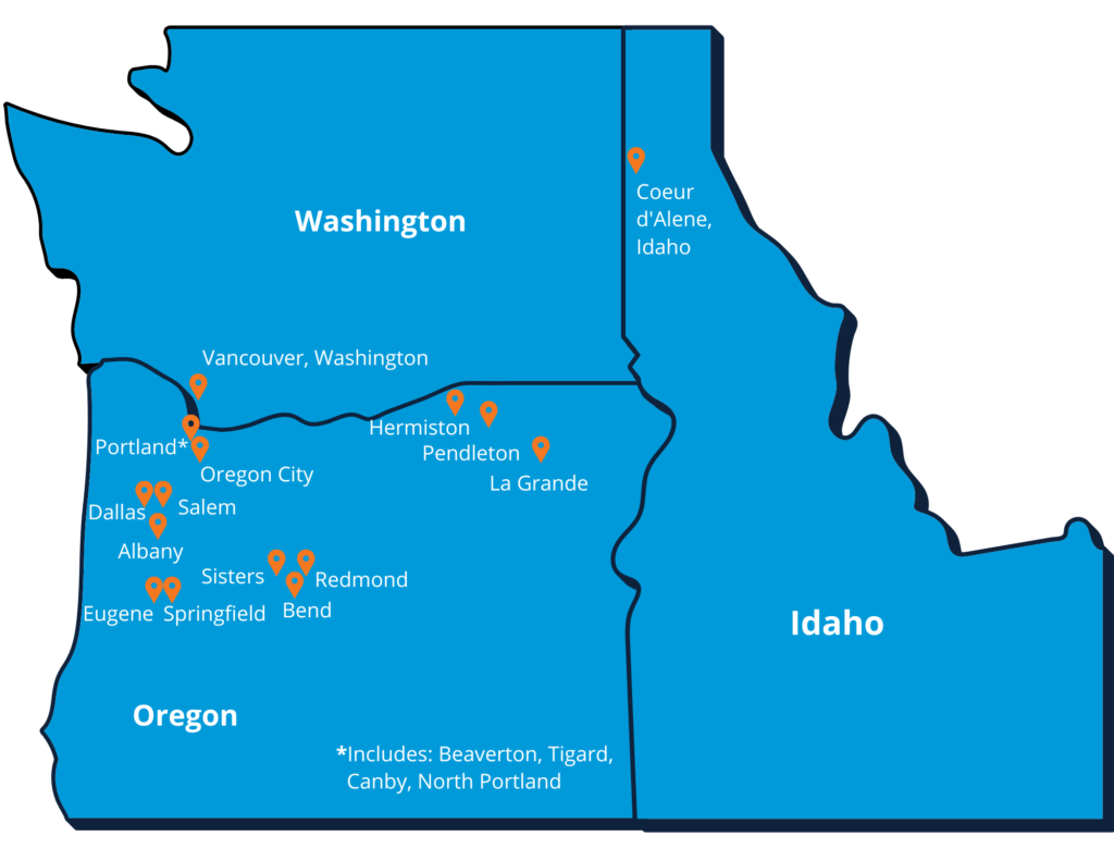 Praxis Locations State Map Only – OR, WA, ID (1) | Praxis Health